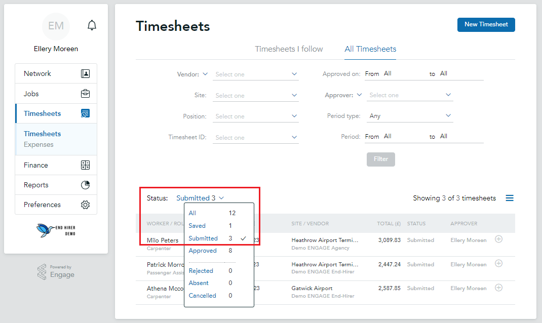 How to Approve and Reject Timesheets – Engage