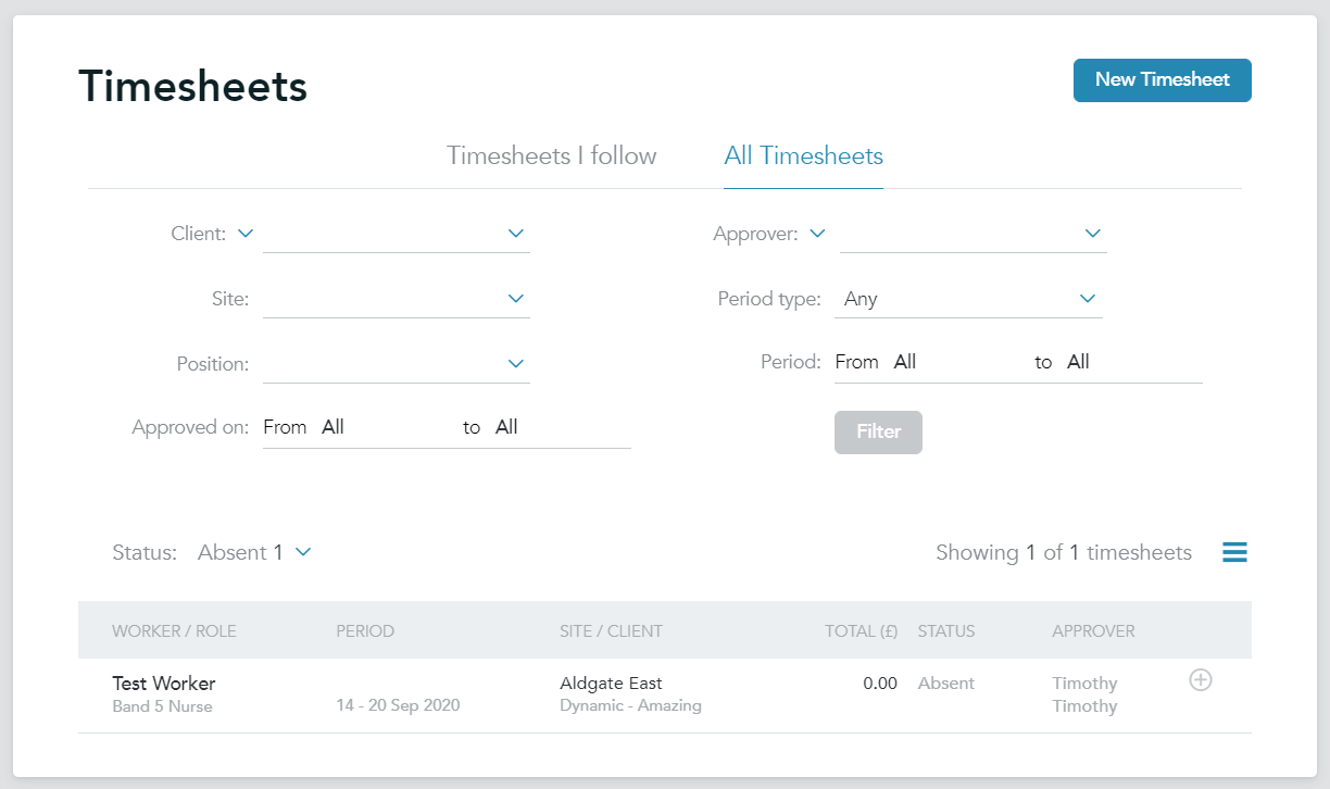 How to Mark a Timesheet as Absent – Engage
